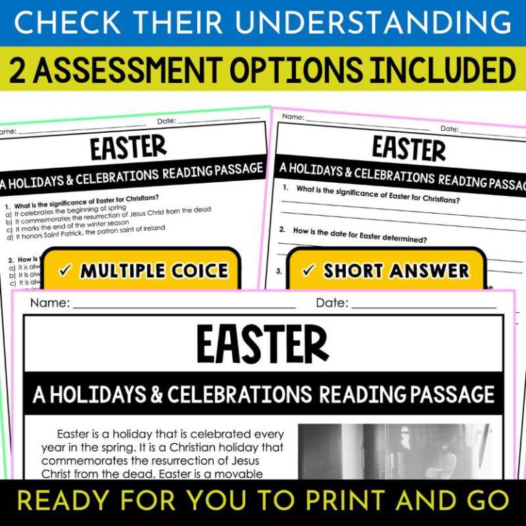 Easter Holiday Nonfiction Reading Comprehension Passage and Questions ...