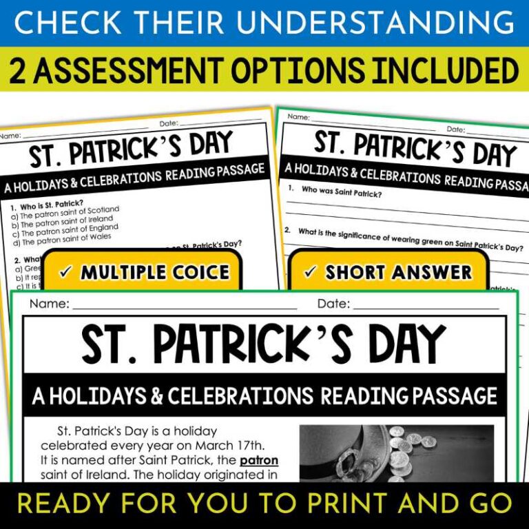St. Patrick's Day Day Nonfiction Reading Comprehension Passage and ...