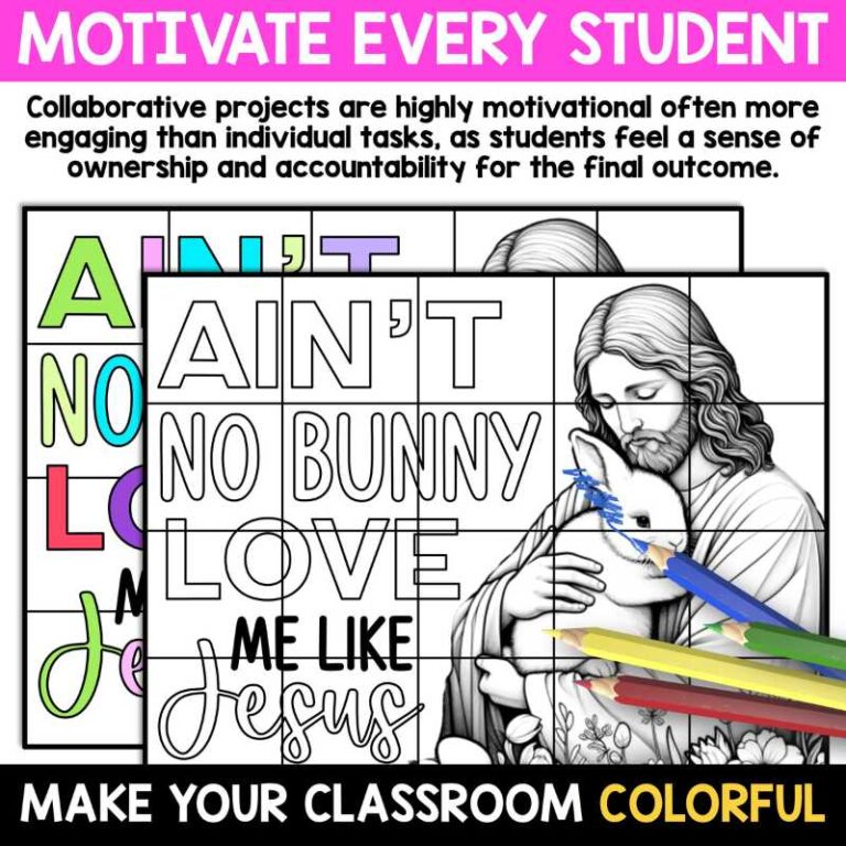 Easter Collaborative Poster Team Bulletin Board Christian Coloring ...
