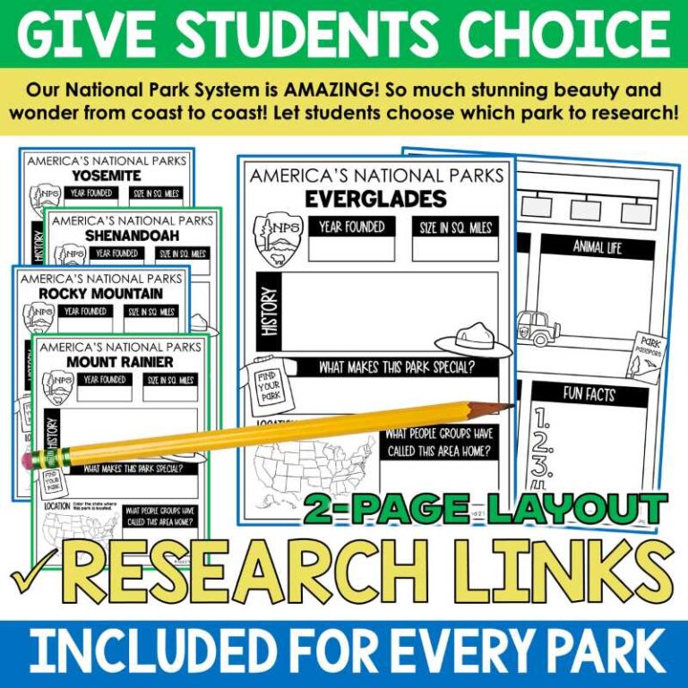 National Parks Research Graphic Organizers Monuments Memorials Historic ...