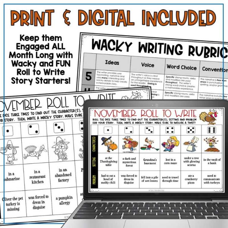 November Roll A Story Thanksgiving Roll and Write Thanksgiving Roll a ...