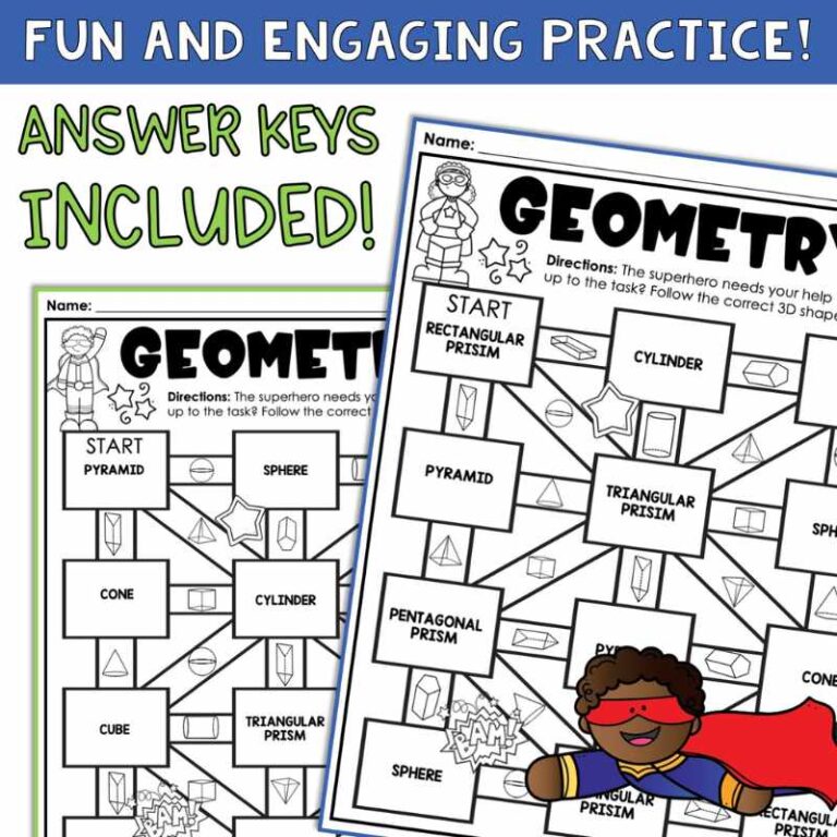 3D Shapes Math Mazes 3D Shapes Worksheets - Tied 2 Teaching