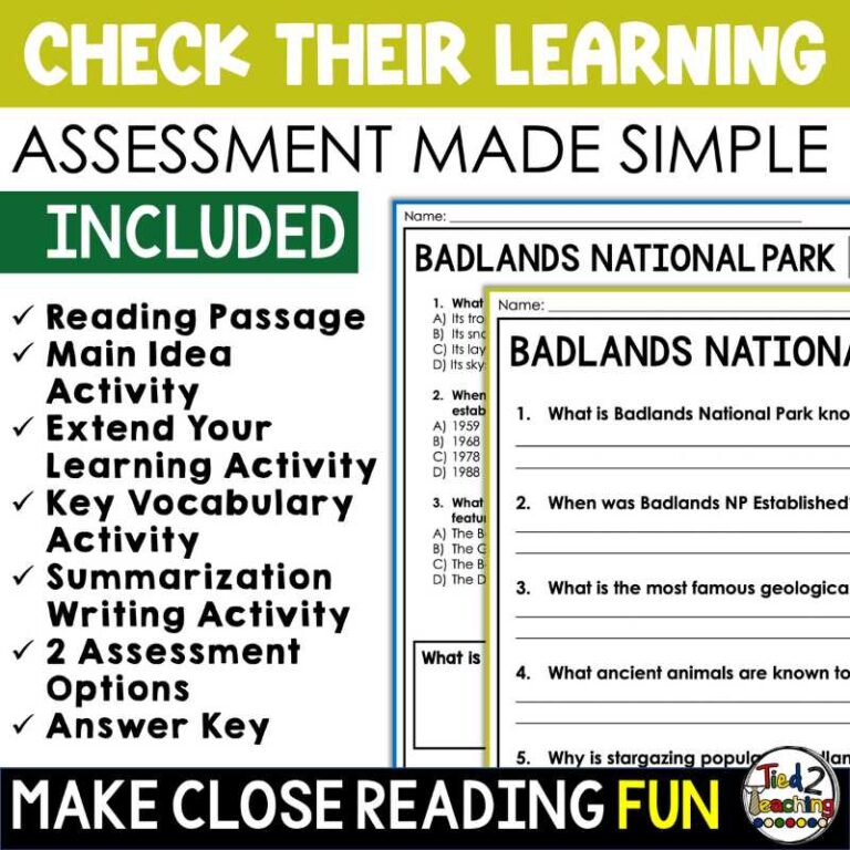 Badlands National Park Information Reading Passage Badlands Research ...