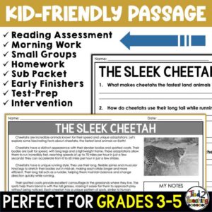 Cheetahs African Animal Reading Passage Animal Science Research and ...
