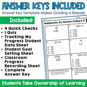 Multiplication by Numbers Ending in Zero Quick Checks - Tied 2 Teaching