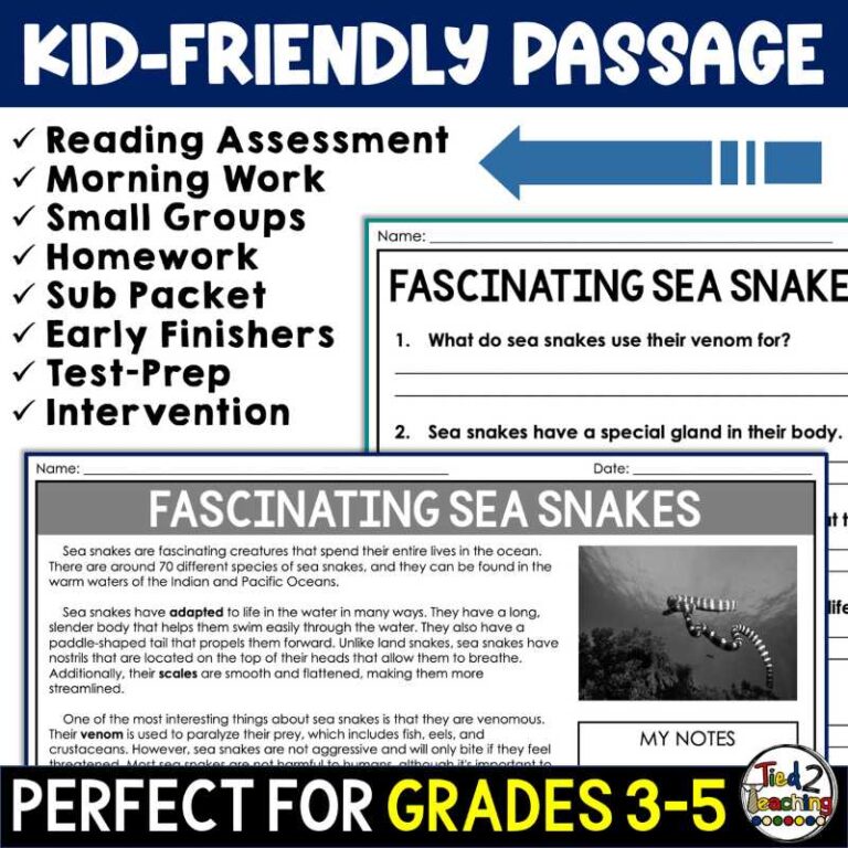 Sea Snakes Ocean Animal Research Marine Animals Science Reading Passage ...