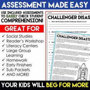 Space Shuttle Challenger Reading Passage Evening News Report Activities ...