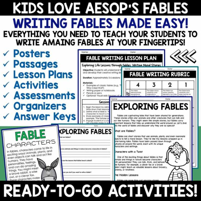 Aesop's Fables Reading Passages Compare and Contrast Fables Anchor ...