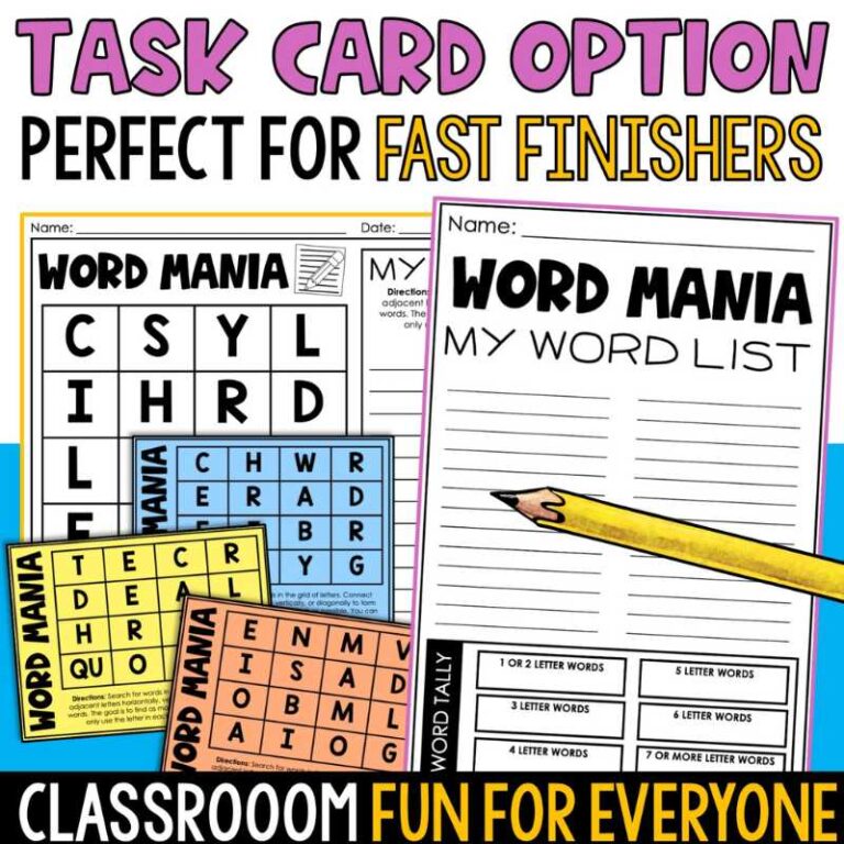 Word Mania Boggle™ Style Game Boards Early Finishers and Word Work ...