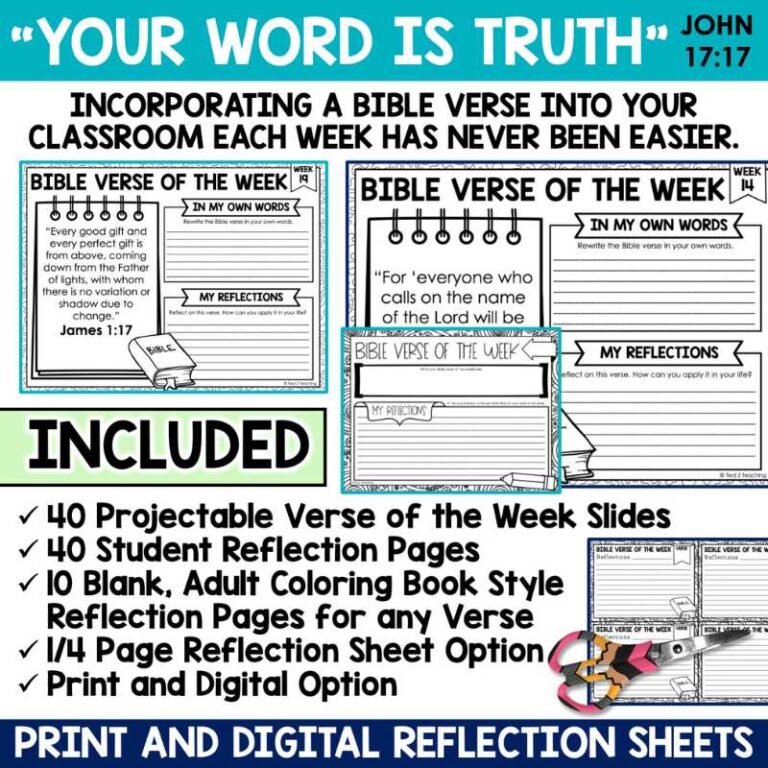 Bible Study Verse of the Week Bible Lessons Kids Personal Reflection ...