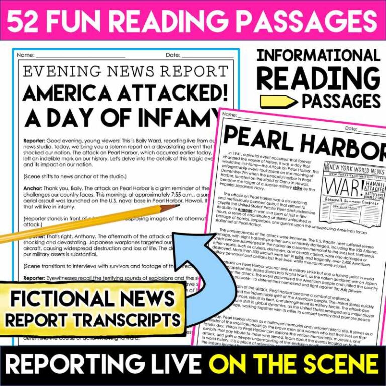 Historical Events Reading Comprehension Passages & Activities GROWING ...