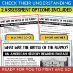 Battle of the Alamo Reading Passage and Questions Texas Revolution ...