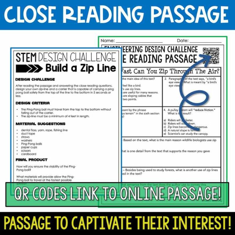 Design a Zip Line STEM Challenge with Close Reading Integration