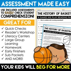 Sports Day Reading Passages BUNDLE Reading Comprehension Passages and ...