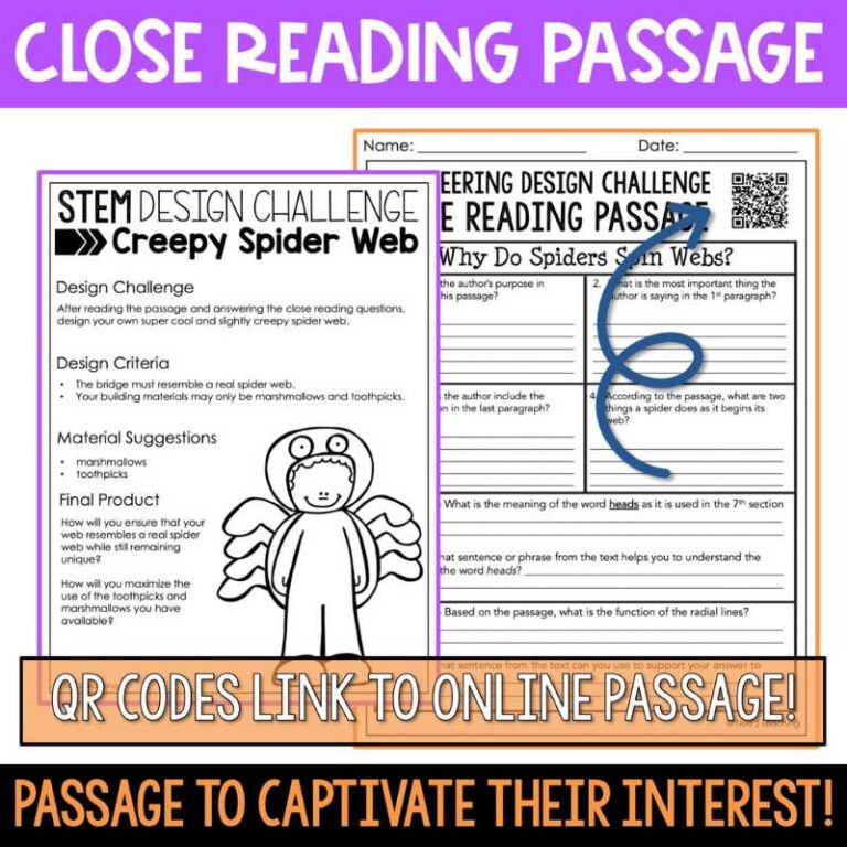 Halloween STEM Activities Spider Web STEM Challenge with Close Reading ...