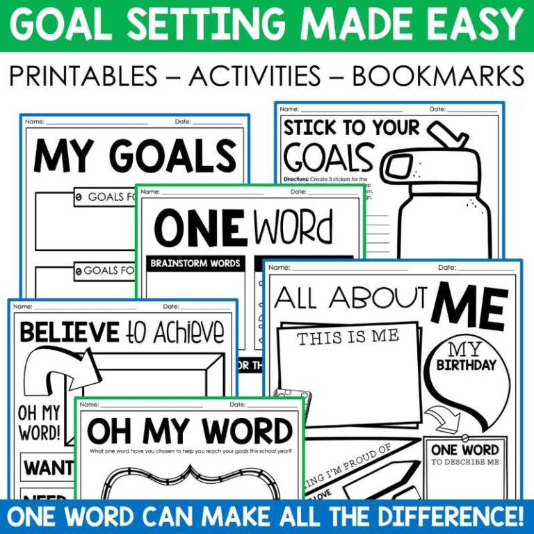 Back to School Goal Setting Activities Students Worksheets First Day of ...