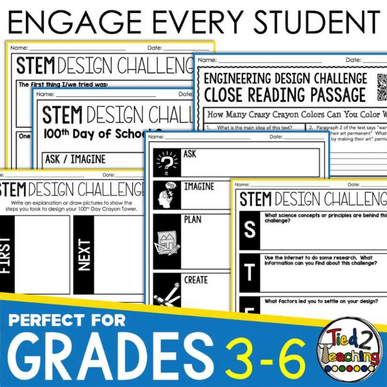 100th Day of School STEM Activities CRAYON TOWER Challenge Project ...
