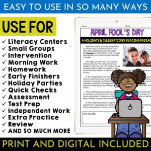 April Fools' Day Nonfiction Reading Comprehension Passage and Questions ...