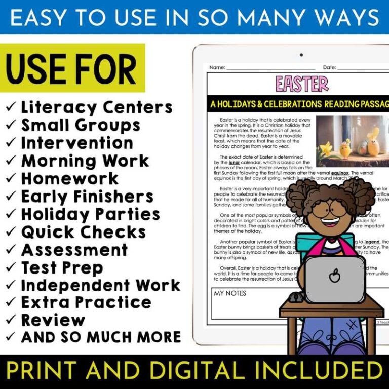 Easter Holiday Nonfiction Reading Comprehension Passage and Questions ...