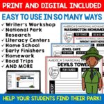 National Parks Research Graphic Organizers Monuments Memorials Historic ...