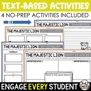 Lions African Animal Reading Passage Animal Science Research and Quiz ...