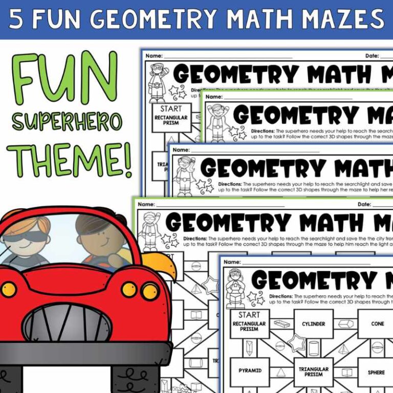 3D Shapes Math Mazes 3D Shapes Worksheets - Tied 2 Teaching