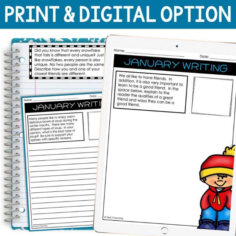 January Writing Prompts Winter Writing Activities and Journal Prompts ...