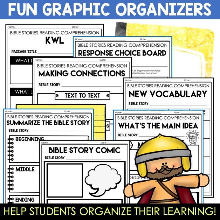 Bible Stories Reading Passages and Questions Graphic Organizers ...