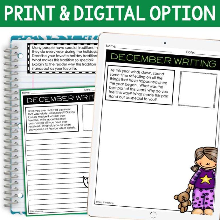 December Writing Prompts with Christmas Writing Activities - Tied 2 ...