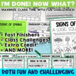 April Spring Early Finishers Work Puzzles Challenges and Word Search ...