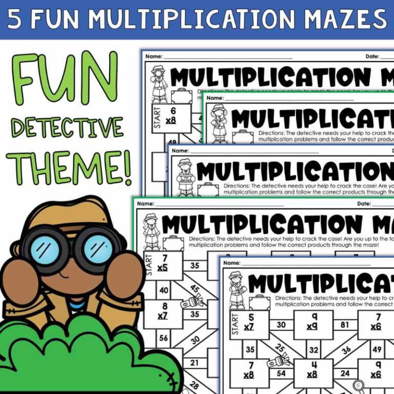 Multiplication Facts Math Mazes 1 Digit by 1 Digit Practice - Tied 2 ...