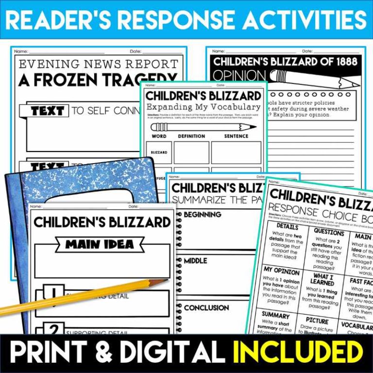 Children's Blizzard Passage Summarize Nonfiction Writing Graphic ...