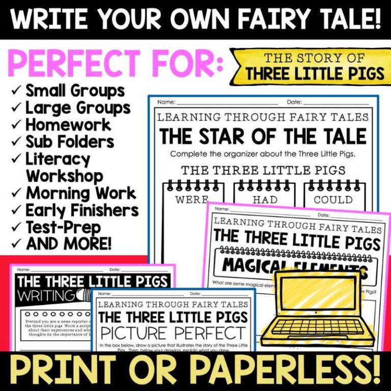 Three Little Pig Elements of a Fairy Tale Reading Passages Writing ...