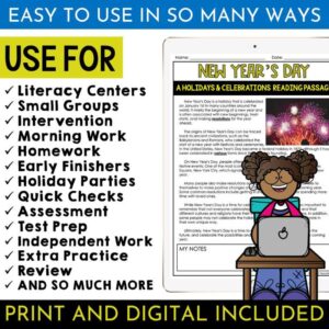 New Years Nonfiction Reading Comprehension Passage and Questions ...