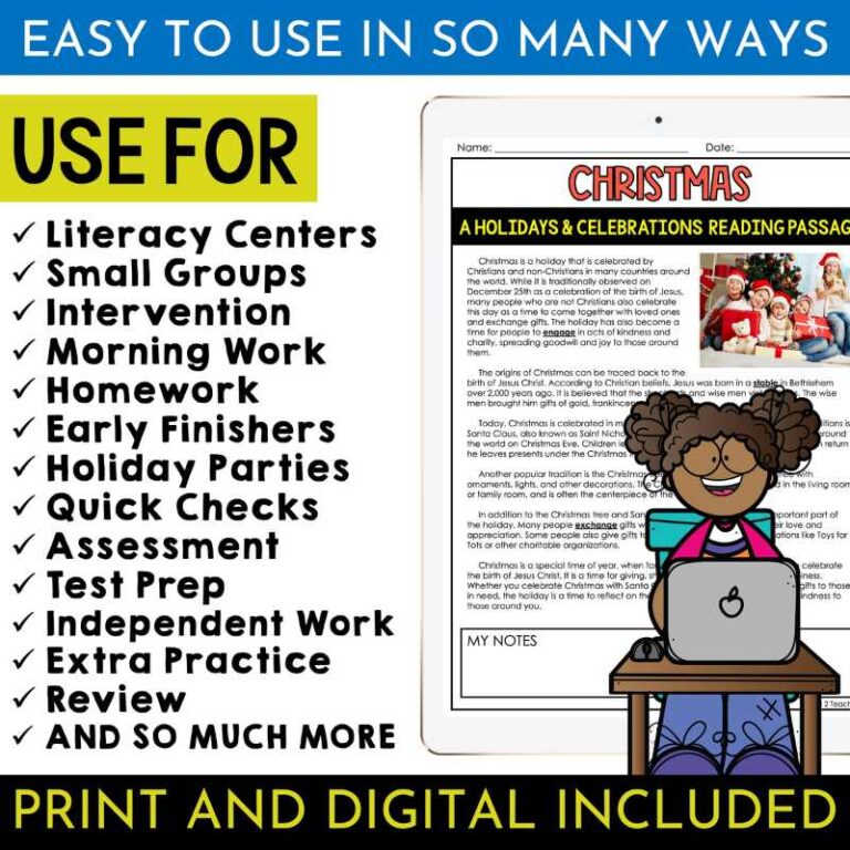 Christmas Nonfiction Reading Comprehension Passage and Questions ...