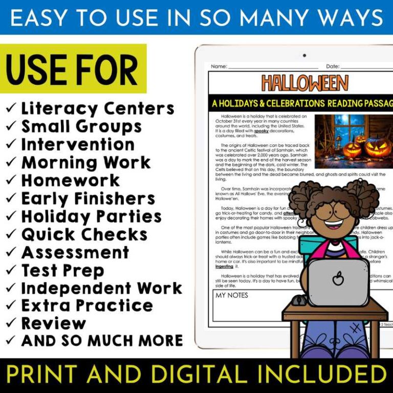 Halloween Nonfiction Reading Comprehension Passage and Questions ...
