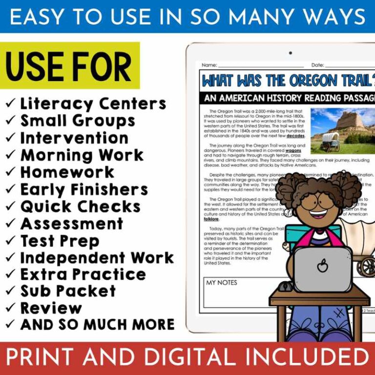 The Oregon Trail Reading Passage & Questions Westward Expansion Fun ...