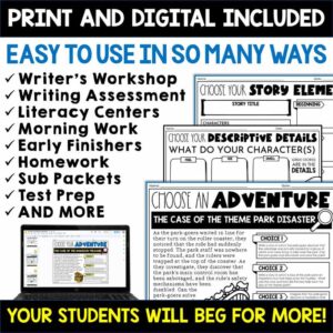 Choose An Adventure Narrative Mystery Stories Graphic Organizer Reading ...