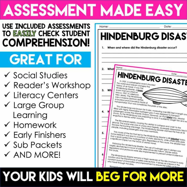 Historical Events Reading Comprehension Passages & Activities GROWING ...