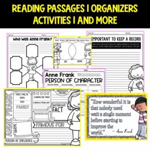 Anne Frank Biography Unit Pack Women's History Month Reading Passages ...