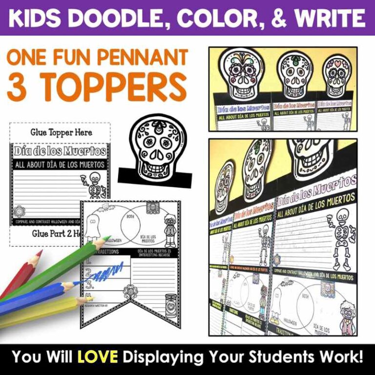 Día de los Muertos Classroom Writing Activity Pennant Banners