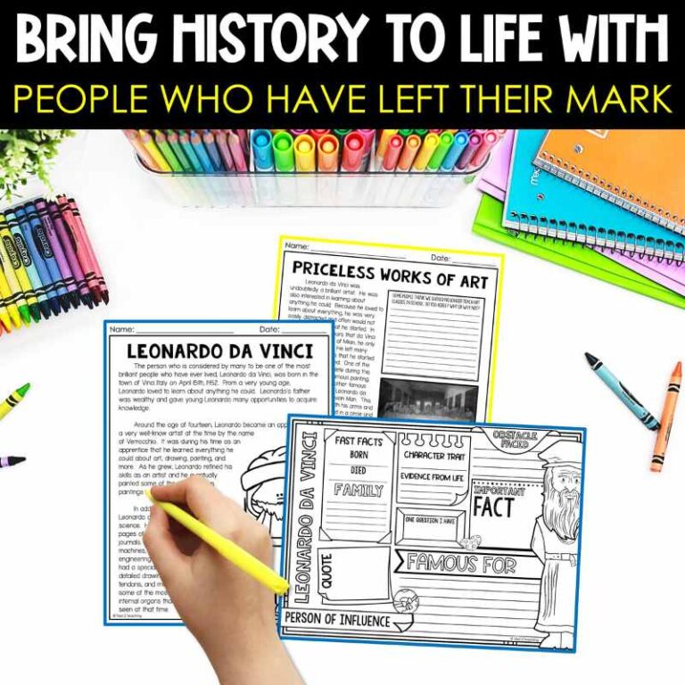 Leonardo da Vinci Biography Unit Pack Reading Passages Graphic ...