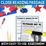 History of Veterans Day Reading Comprehension Passage and Questions ...