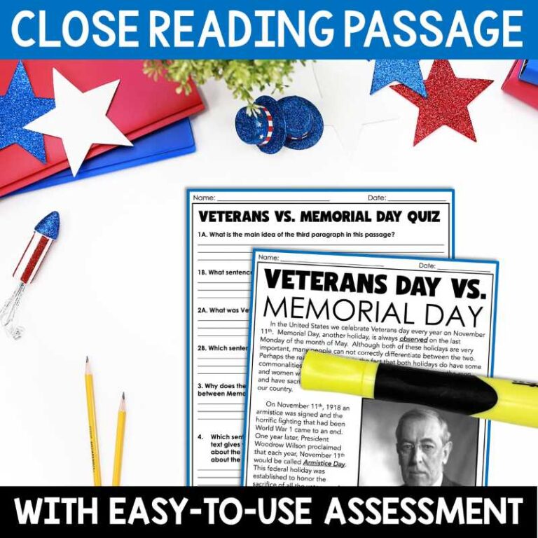 History of Veterans Day Reading Comprehension Passage and Questions ...