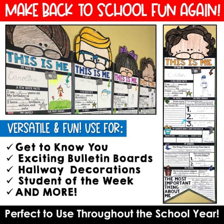 All About Me Poster Activity Banner Pennants First Day of School ...