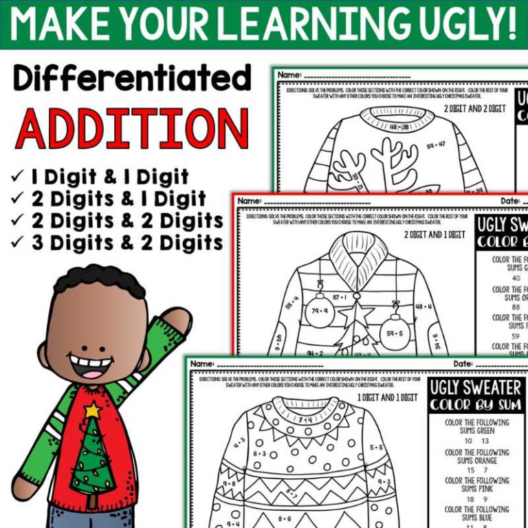 Ugly Sweater Christmas Color by Number Christmas Coloring Pages - Tied ...