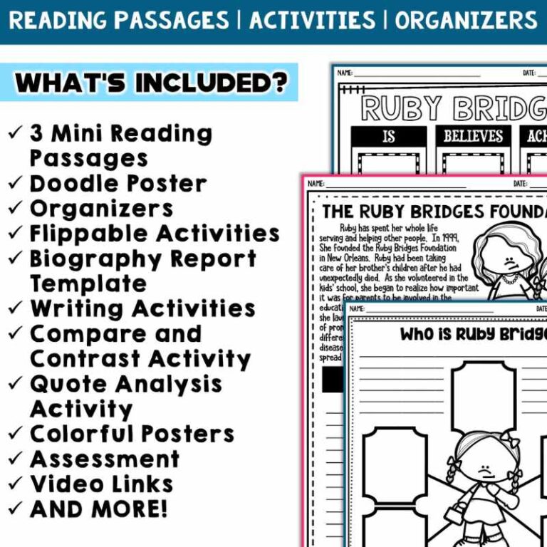 Ruby Bridges Biography Unit Pack Lesson Black History Month Activities ...
