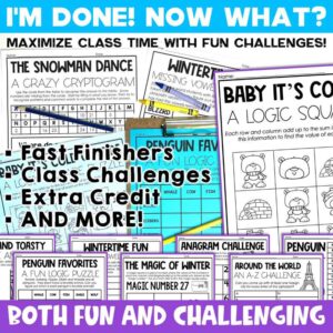 January Winter Early Finishers Work Puzzles and New Years Word Search ...