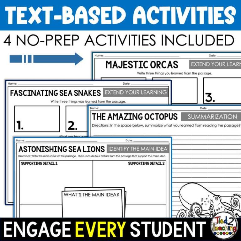 Ocean Animal Reading Passages Marine Animals Science Research Report ...