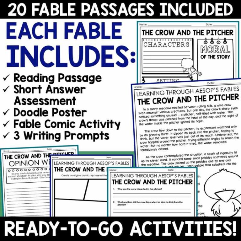 Aesop's Fables Reading Passages Compare and Contrast Fables Anchor ...